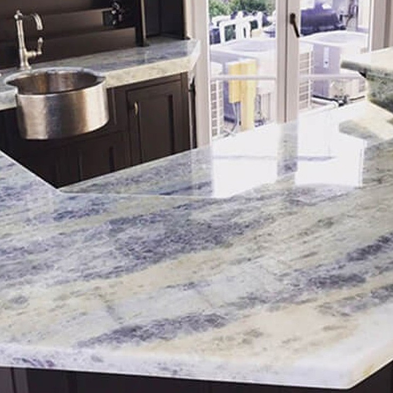 Purple Veined Marble Slabs Kitchen Table Countertops