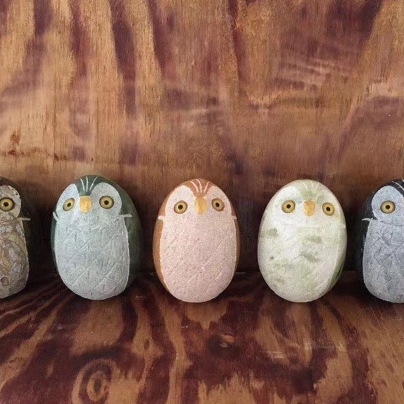 Hand Carved Small Marble Owl Figurine Easter Gifts Animal