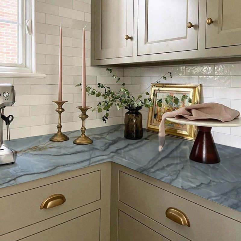 Essenza Blue Quartzite Slab With Gold Veins For Kitchen