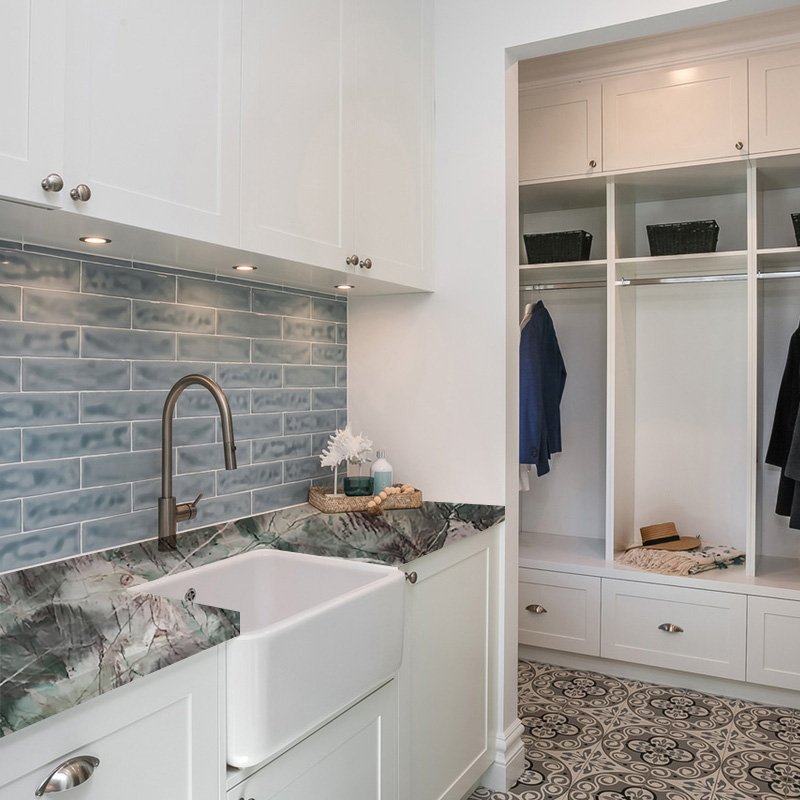 Jade Crystal Green Quartzite Countertops With Grey Veins Wholesale