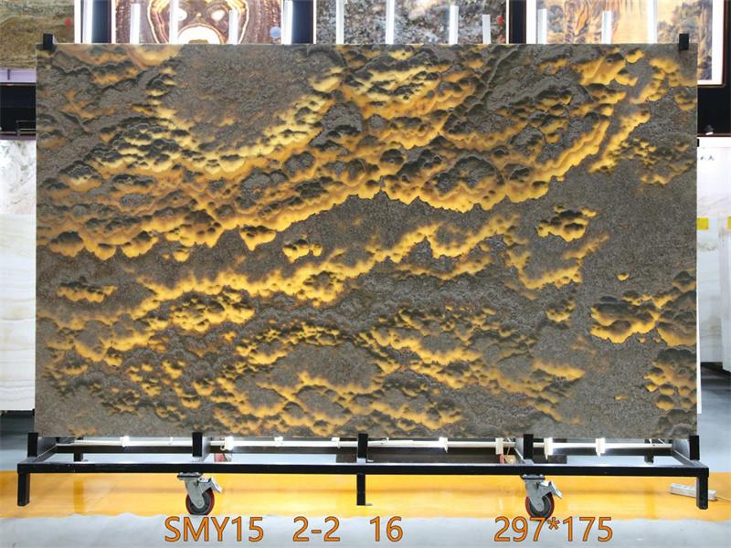 Yellow Black Onyx Slab Countertops with Translucent