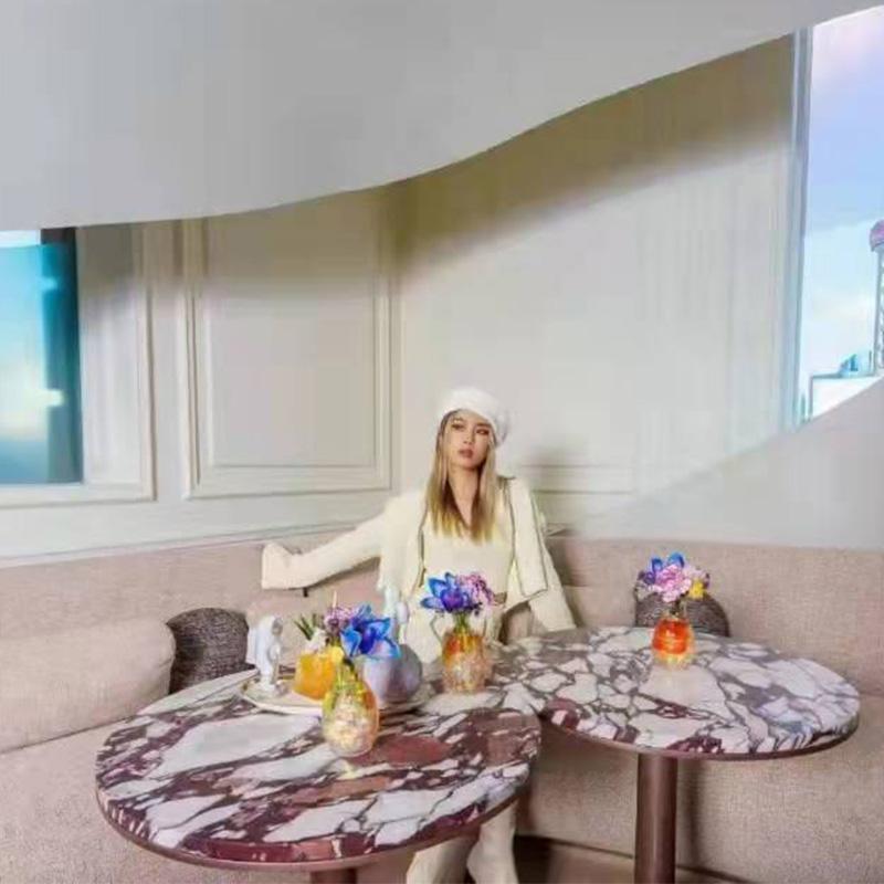 Calacatta Purple Marble Fish Maw Countertops tea table